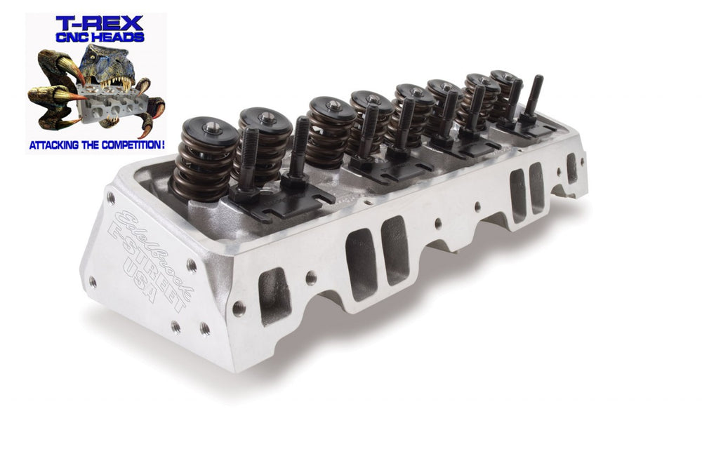 TREX SBC EDELBROCK E-STREET CNC HEADS 5000 69CC F/T| T-Rex Racing Engines